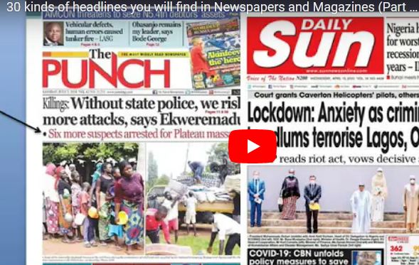 Types of Headlines Popularly Used in Newspapers and Magazines (Video ...